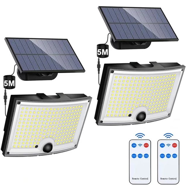 Lot de 2 lampes solaires d'extérieur, lampe solaire à 202 LED avec capteur de mouvement ...