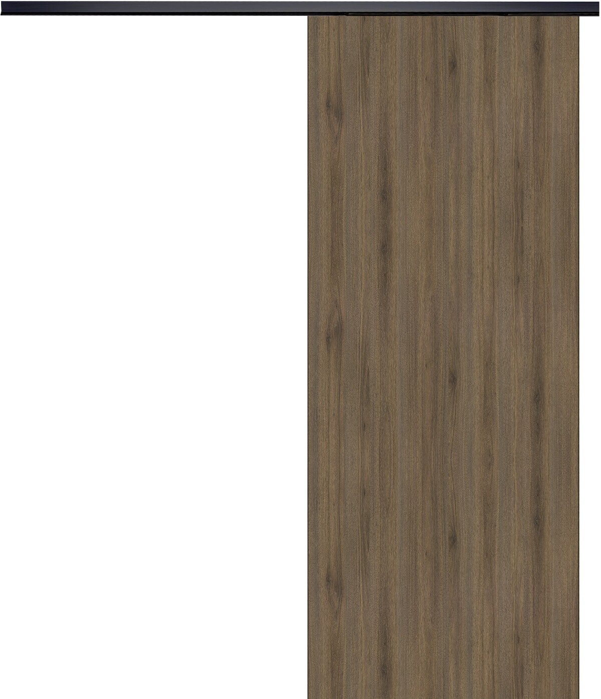 Porte Coulissante Light Walnut H204 X L83 + Rail Alu Bandeau Noir Gd ...