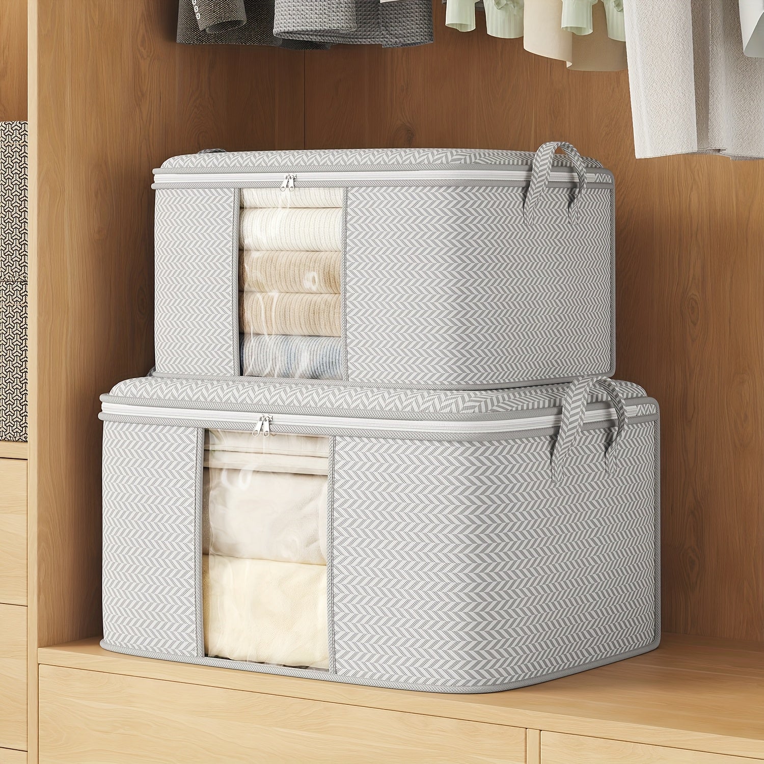 Una bolsa de almacenamiento extragrande con ventana transparente y asas ...