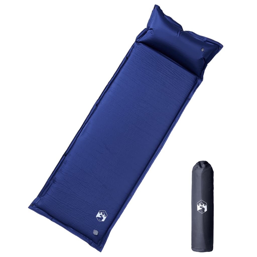Colchón de camping autoinflable con almohada para 1 persona, azul ...