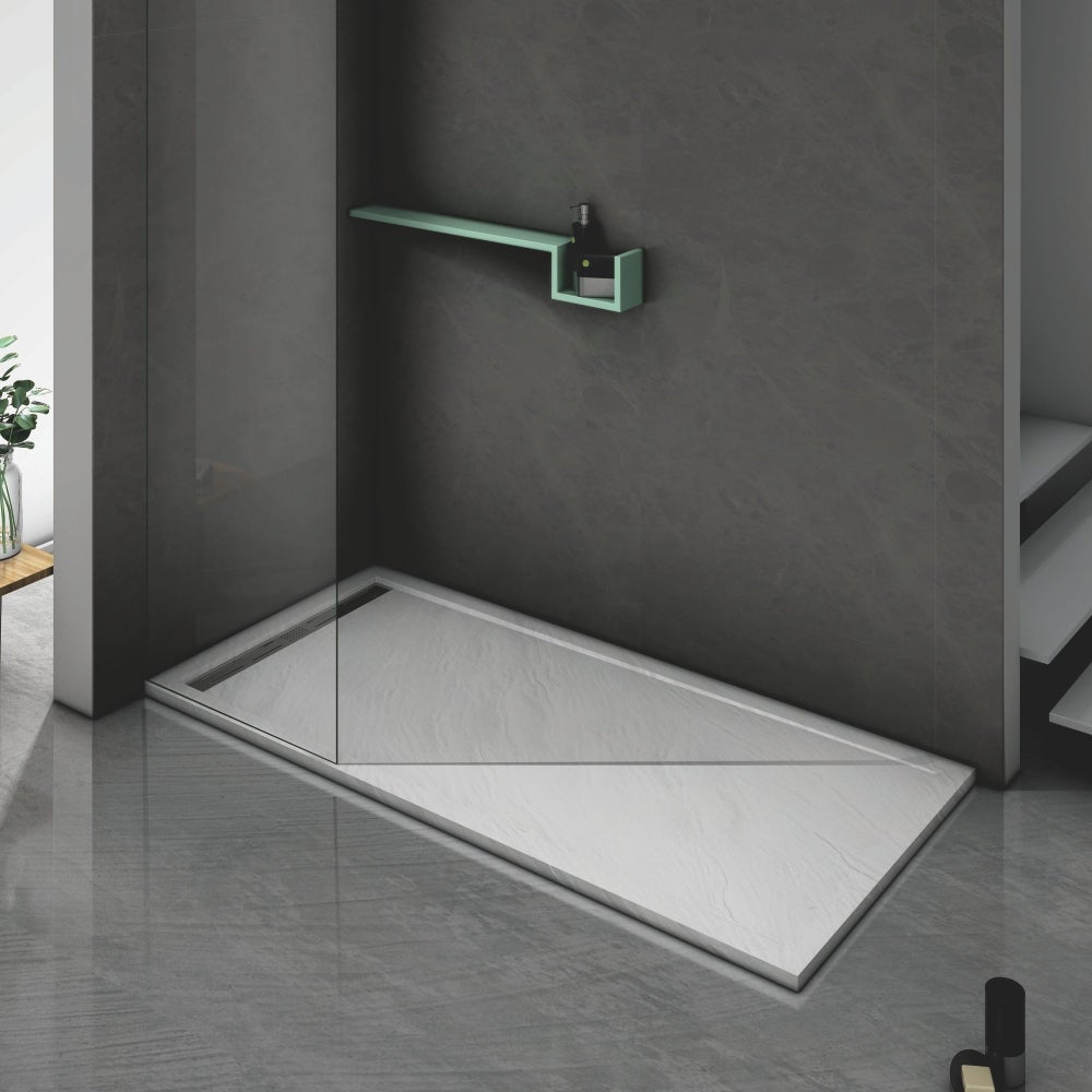 Bac à douche blanc 80x80 à clôture en résine et 60% charge minérale ...