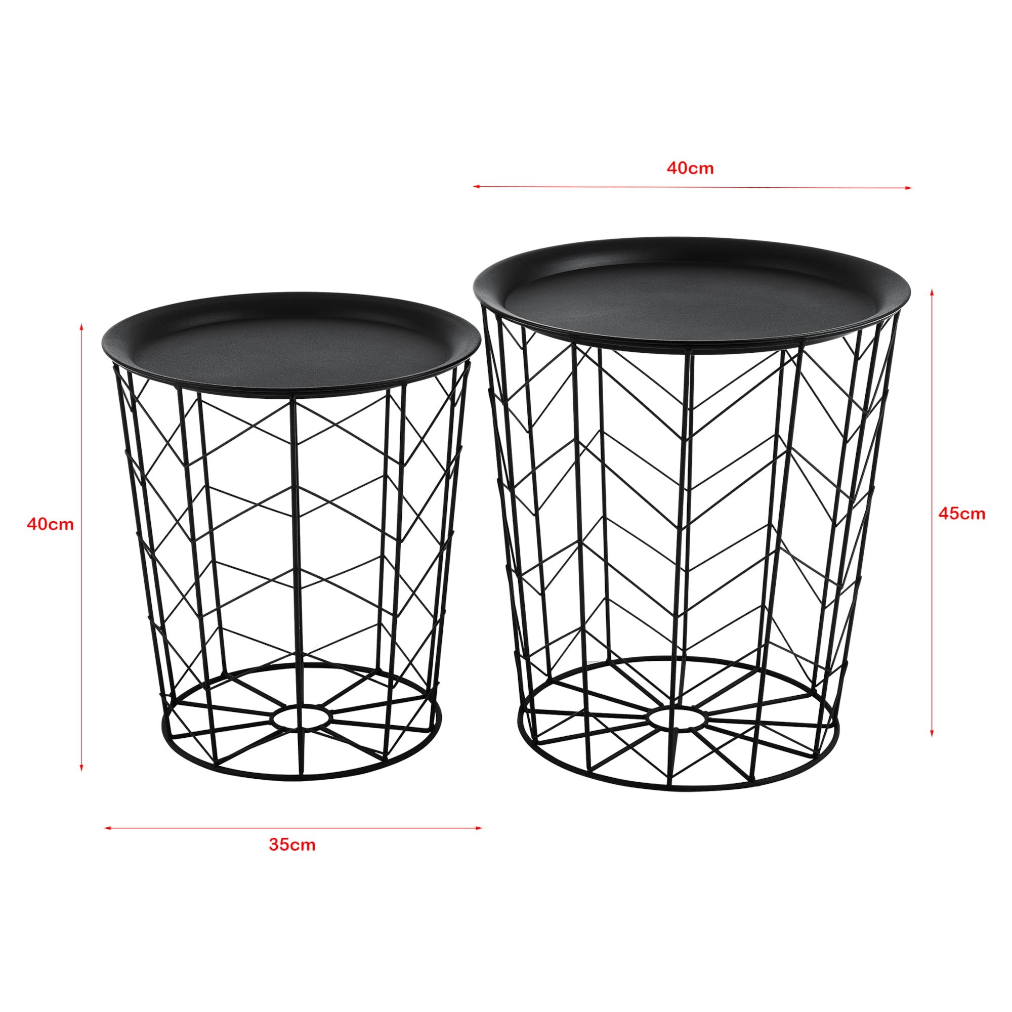Set de 2 tables basses design tables de salon paniers plateaux ...