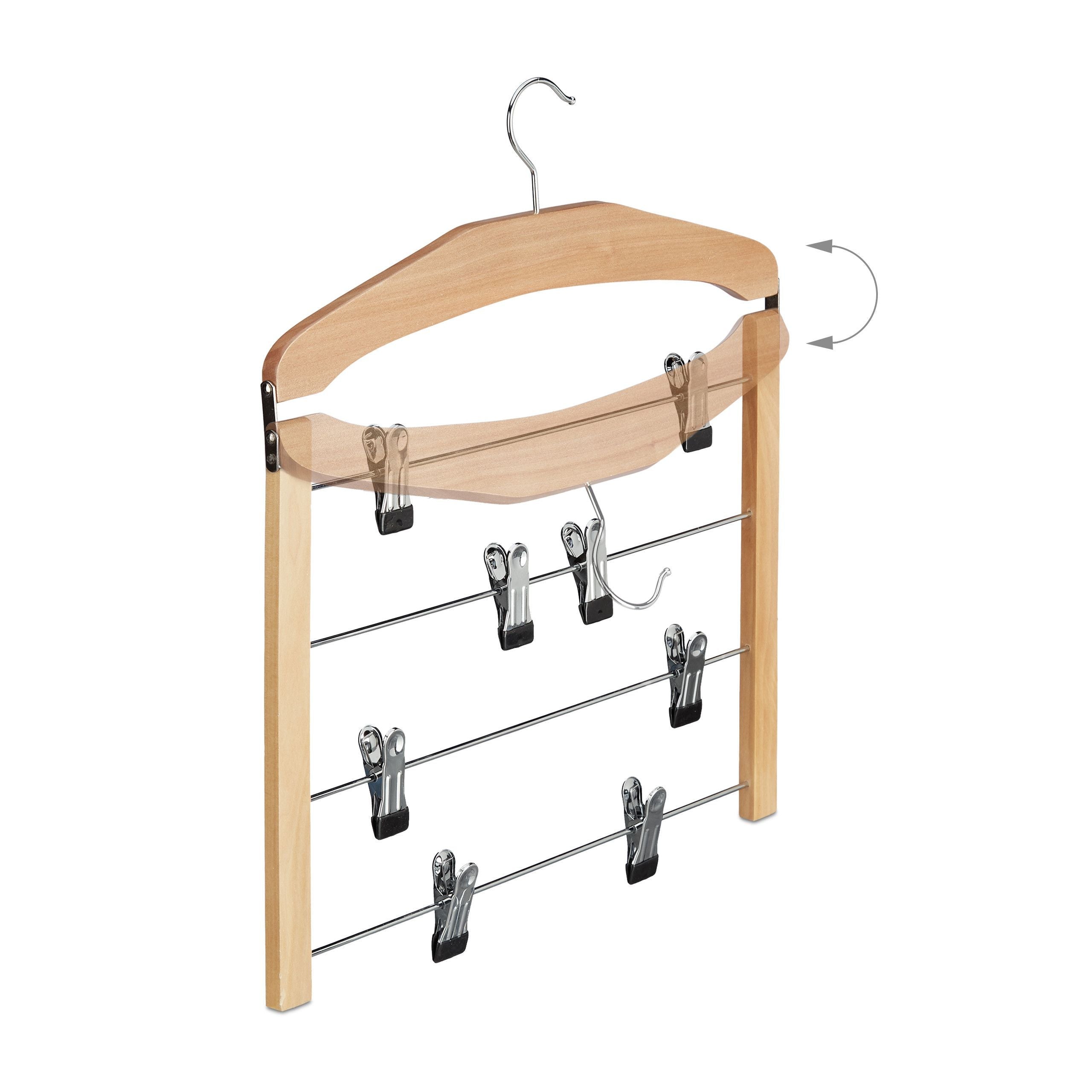 Lot de 5 cintres multiple en bois pour robes pantalons avec clips 13 ...