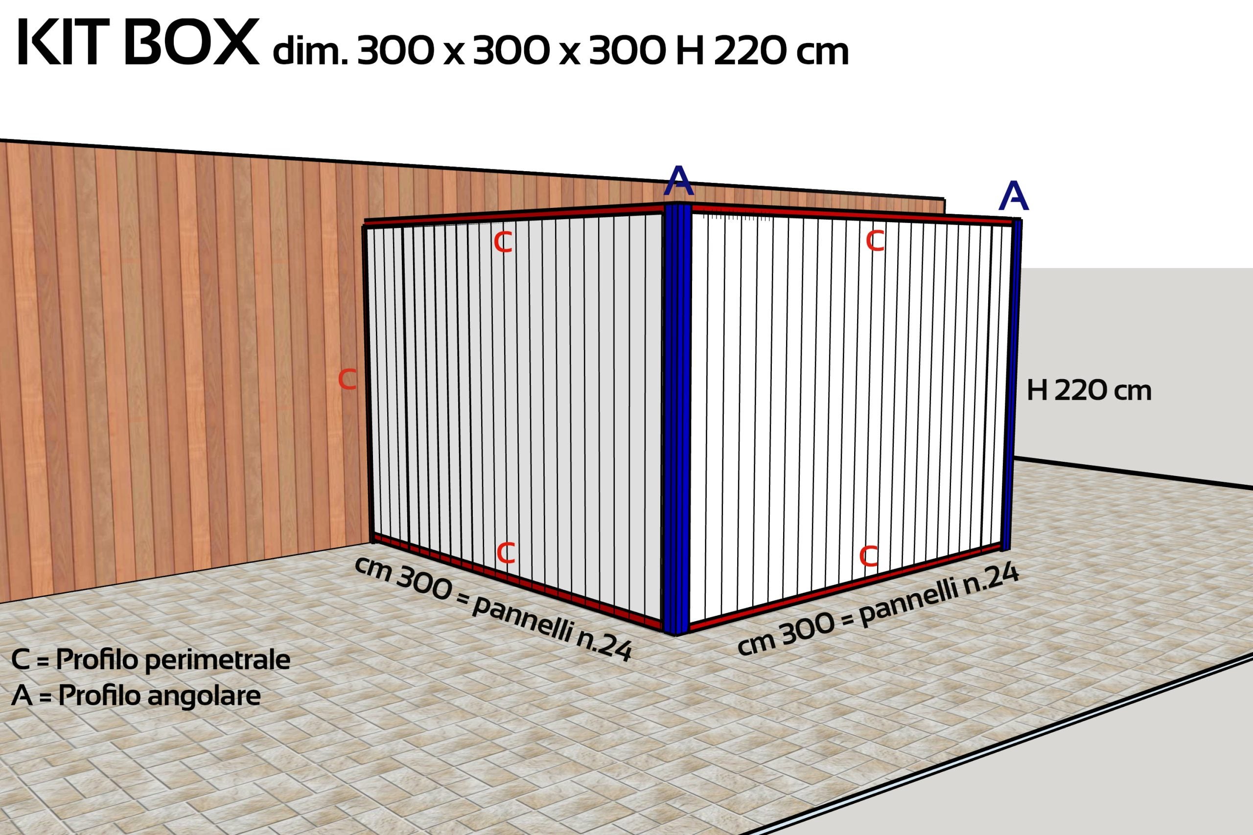 Tabique modular KITBOX Clase 1 de tres lados 300x300x300 H 220 cm ...