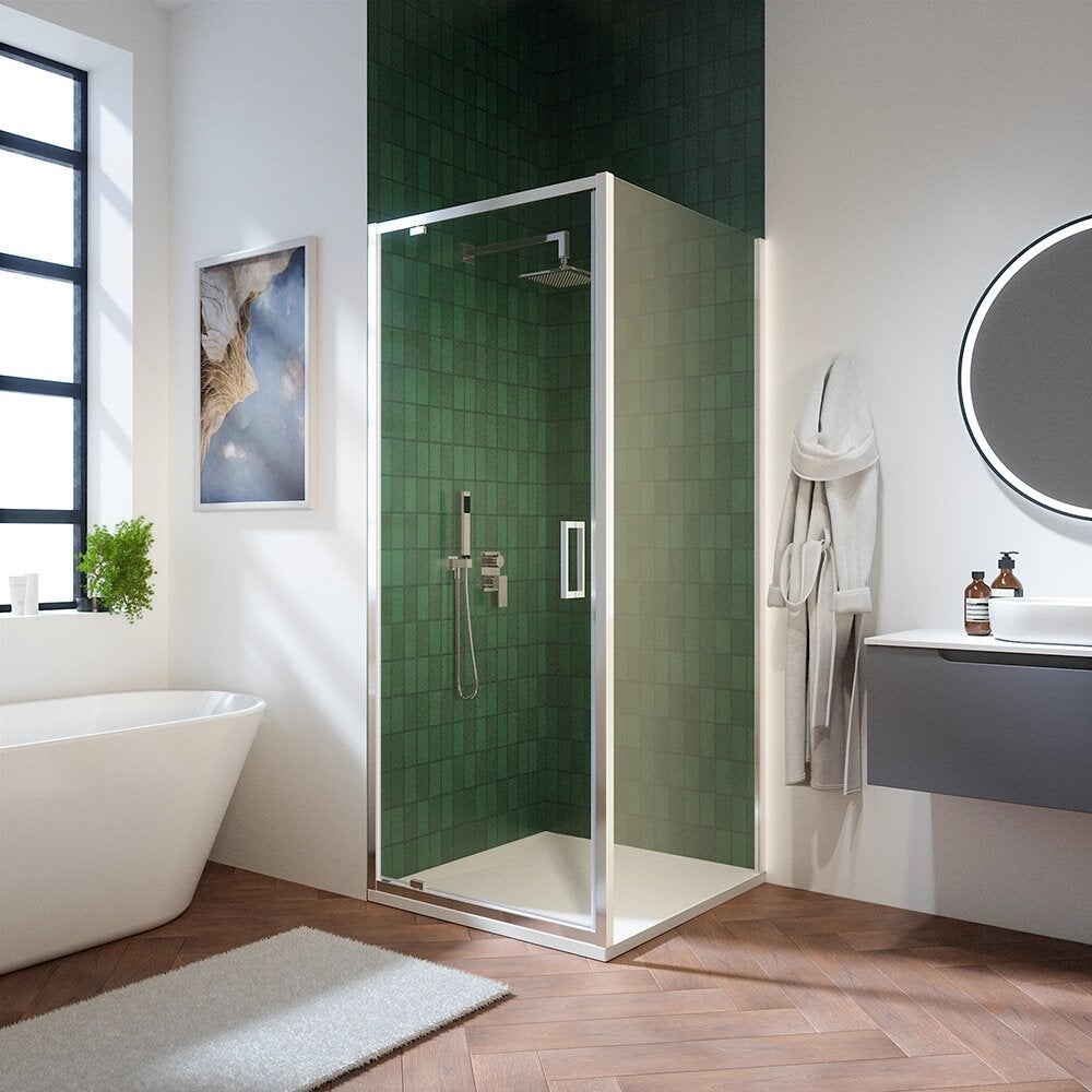 Cabina de ducha 100 x 70 cm con apertura abatible, cristal transparente ...
