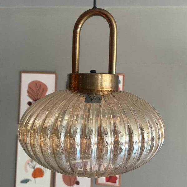 Bamyum Elegant Lustre Simple en Verre Couleur Miel Avec Tête de Serrure ...