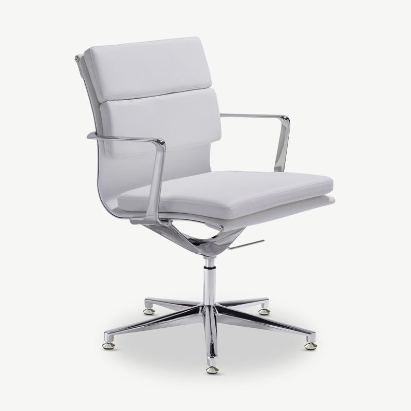Furnicher Lucas - Chaise de Conférence - Blanc Cuir - 55x59x87cm ...