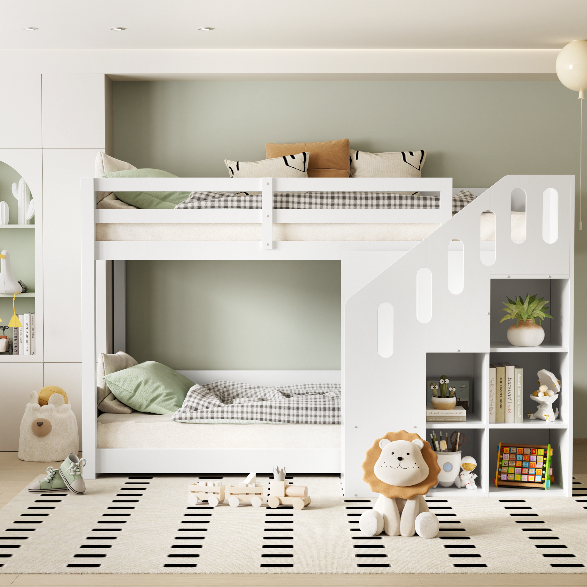 Literas 2 x 90 x 200 cm - escalera con reposabrazos y estantes de ...