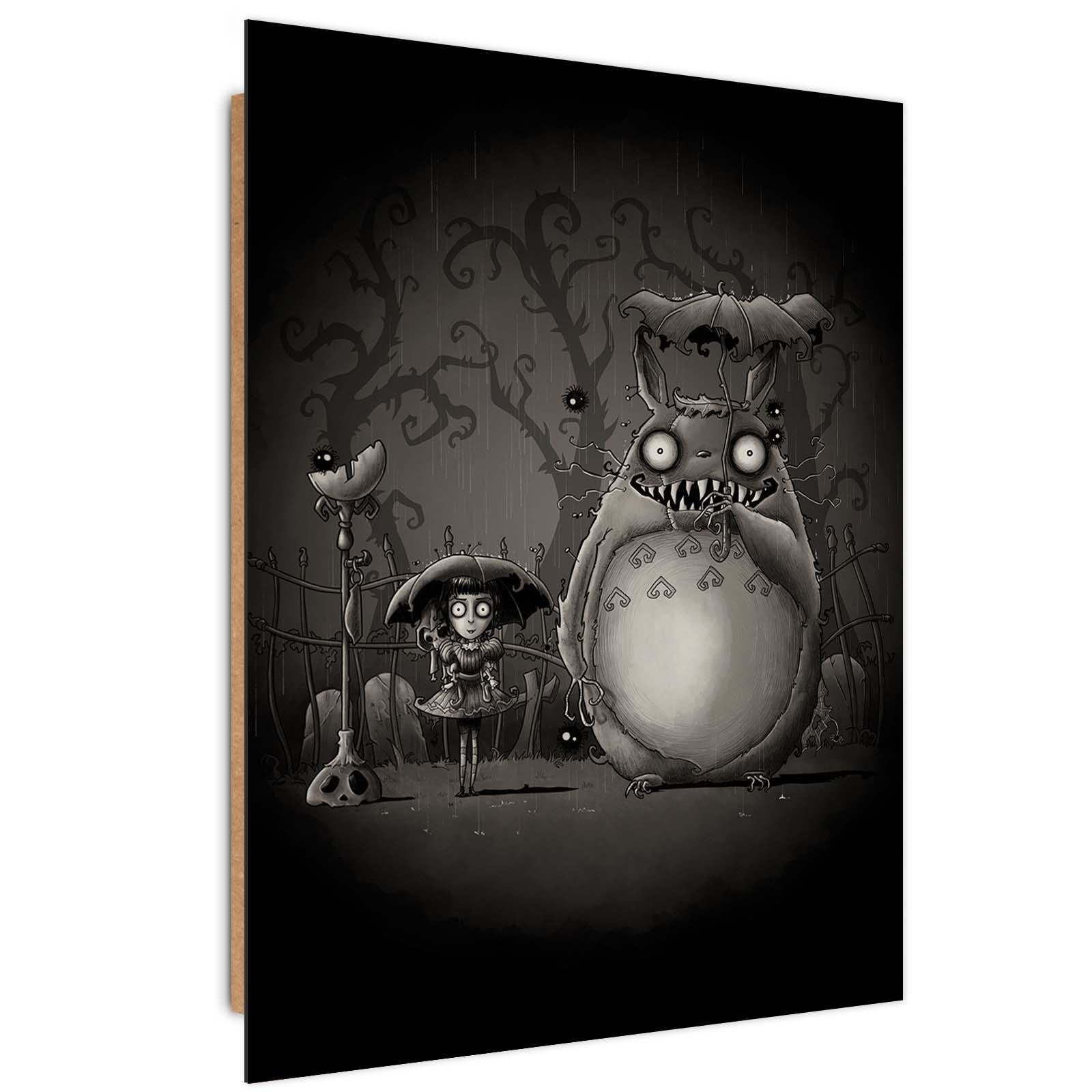 Tableau bois Mon voisin Totoro dans le style Tim Burton - 40 x 60 cm ...
