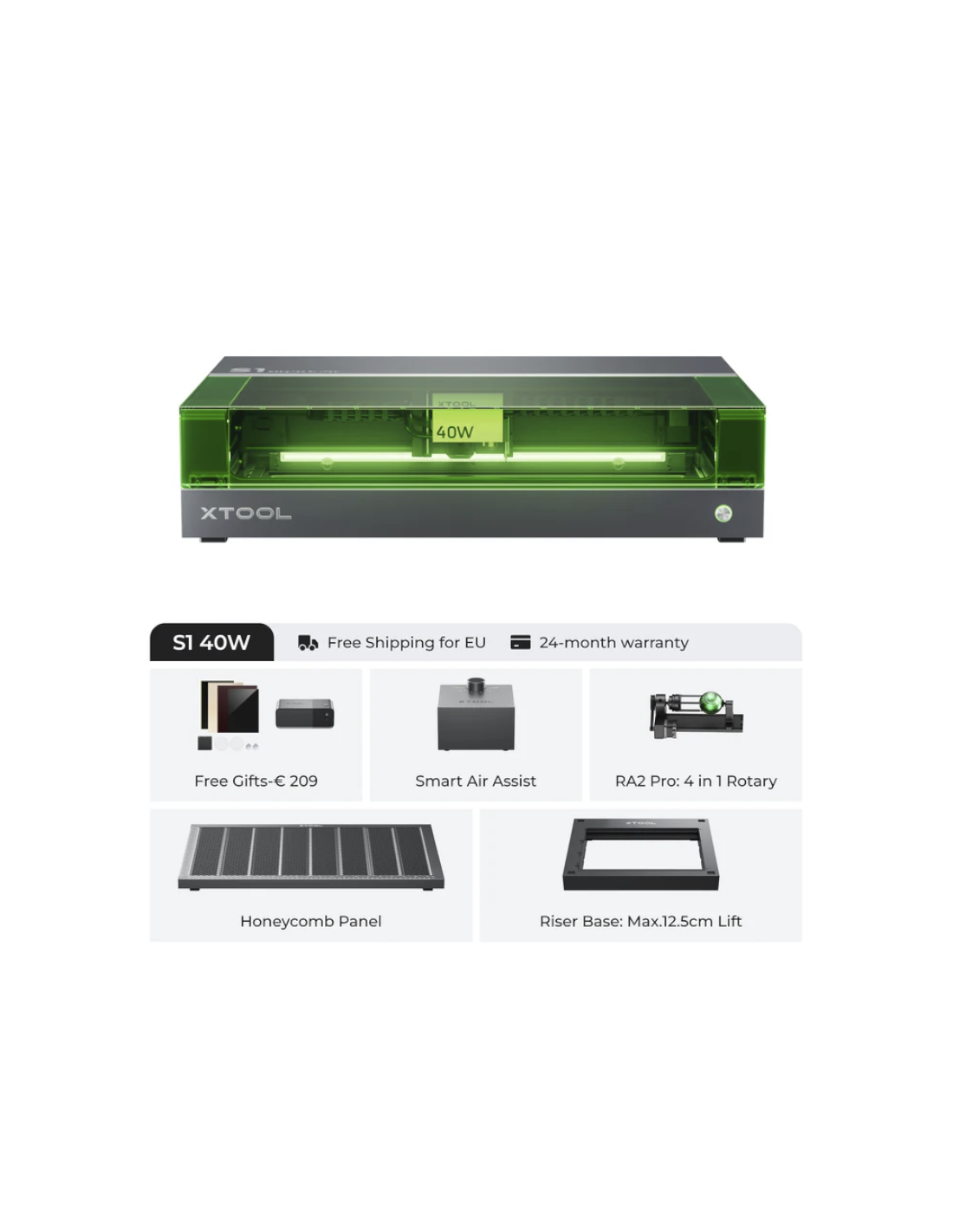 XTool S1 - 40W (Kit Deluxe) - Máquina de grabado y corte láser | Leroy Merlin