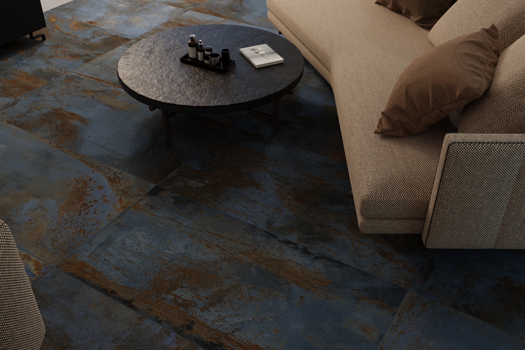Carrelage grès cérame effet métal bleu - Carrelages 60x120 cm, 9 mm R9 ...