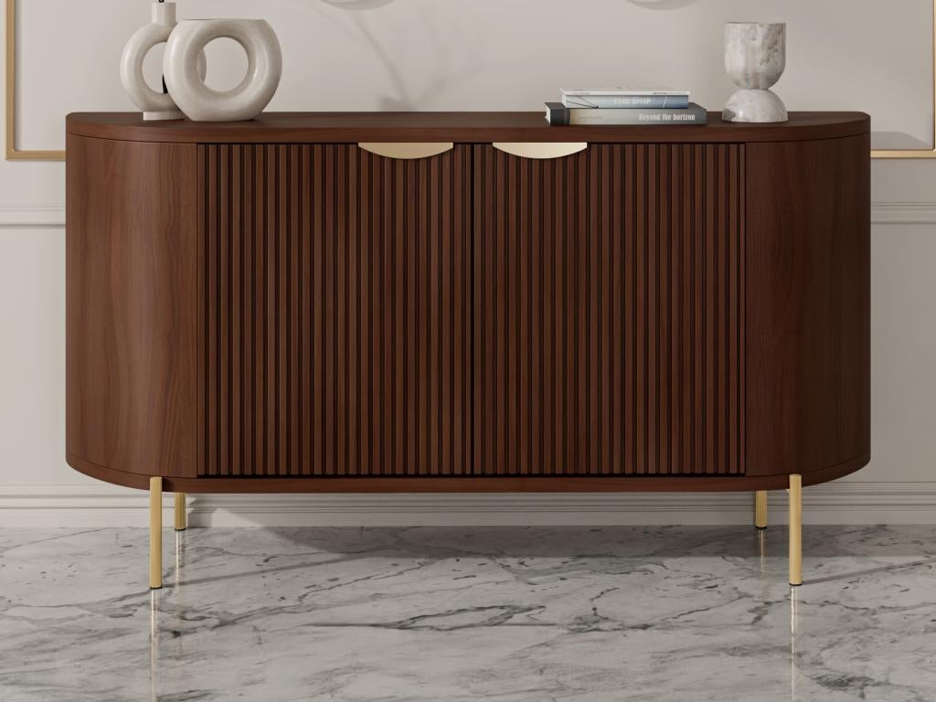 Buffet avec 2 portes en bois de manguier et métal doré - Naturel ...