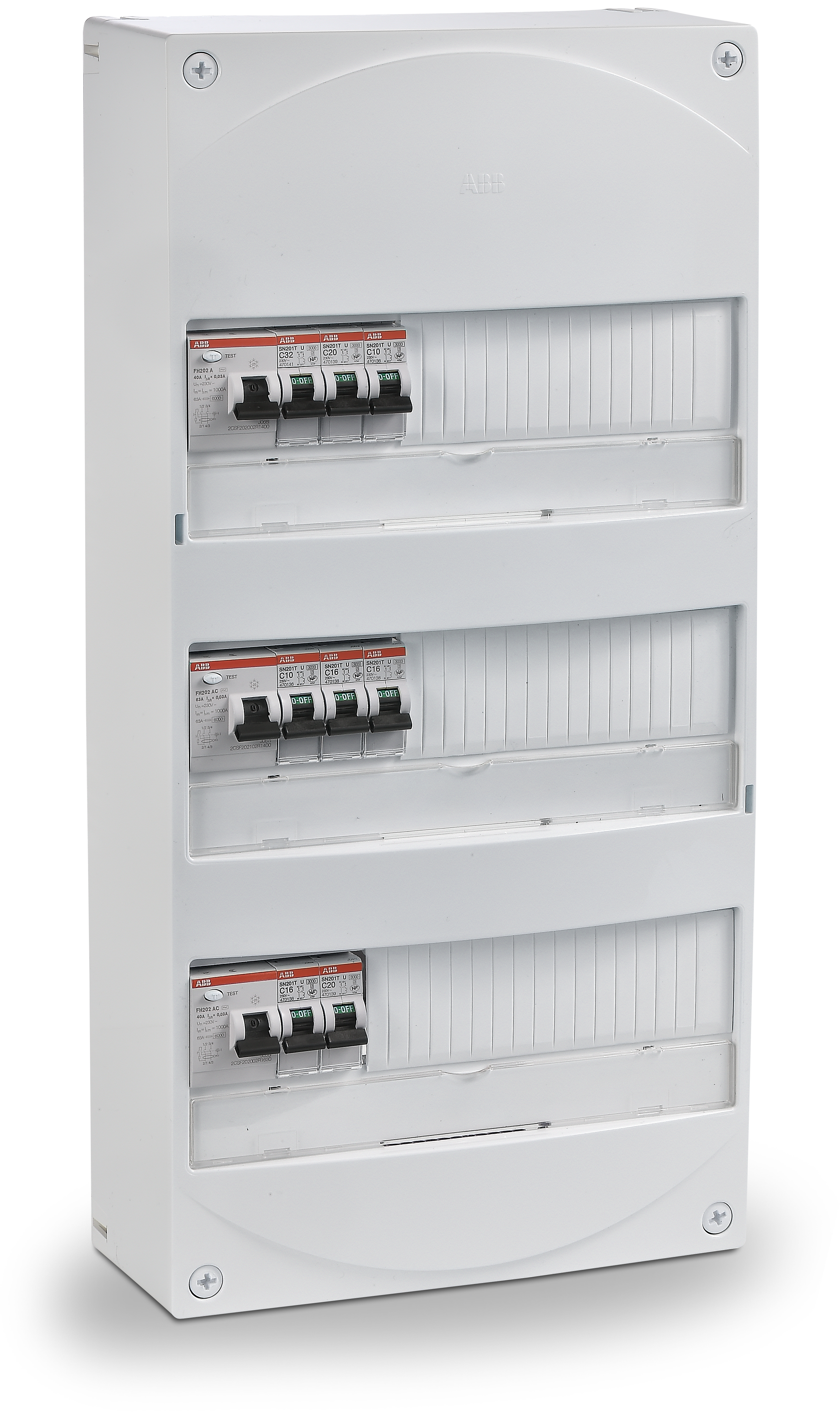 Coffret électrique prééquipé 3 rangées, 39 modules - idéal T4 - ABB ...