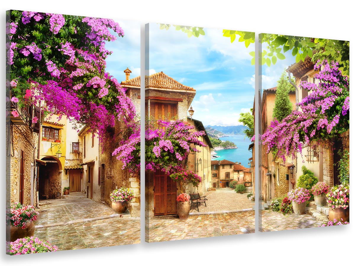 Tableau triptyque paysage de côme illustré - 90x60 cm | Leroy Merlin