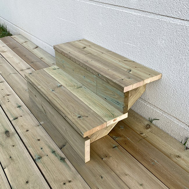 Escalera Exterior Madera -A37cm 2 peldaños P29cm T80cm +Contrahuella ...