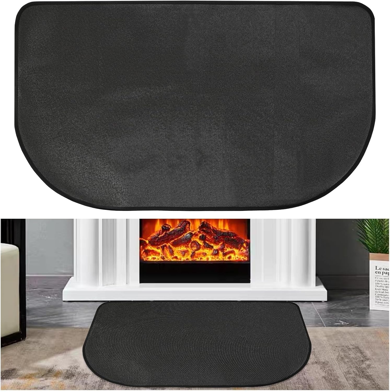 Tapis de cheminée 102 x 51 cm, base ignifugée, plaque pare-étincelles ...