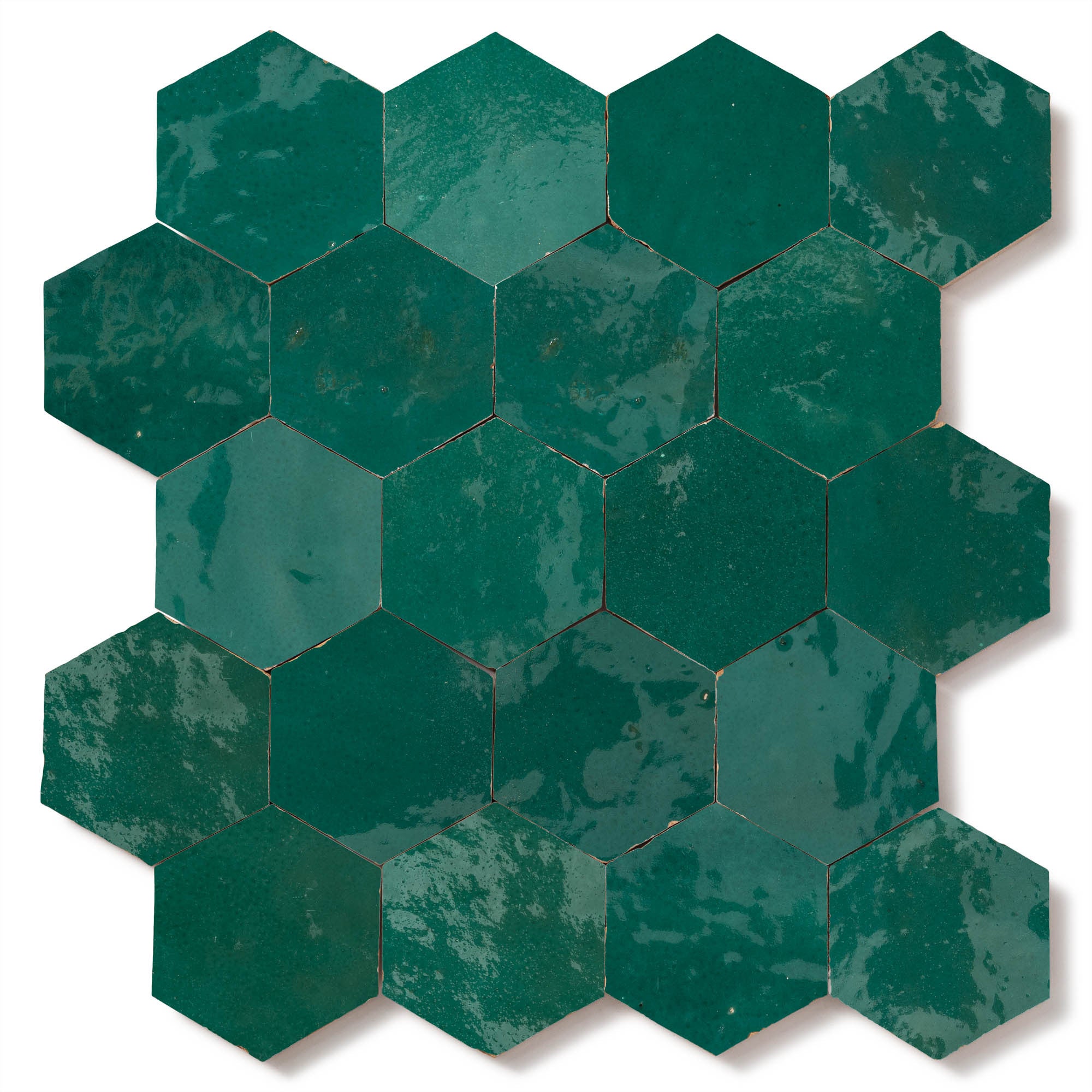 Zellige Marocain Artisanal Véritable - Vert Emeraude Hexagone 7,6x8,8 ...