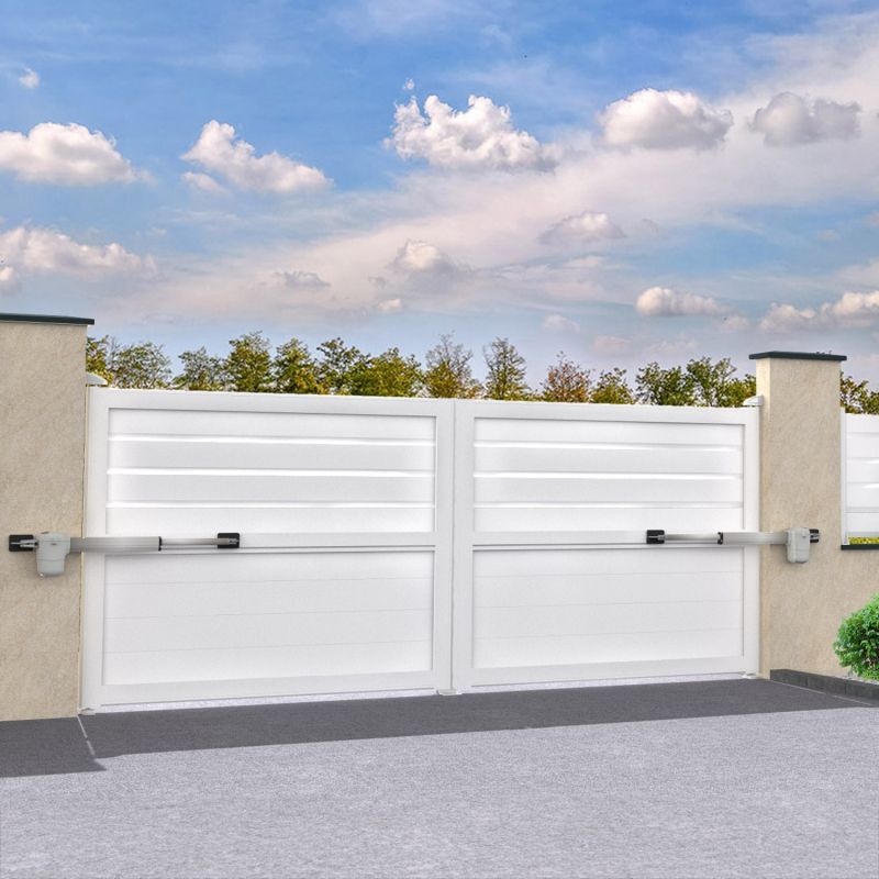 Portail battant mixte motorisé en kit (RAL9010 - Blanc - Longueur 4000 ...