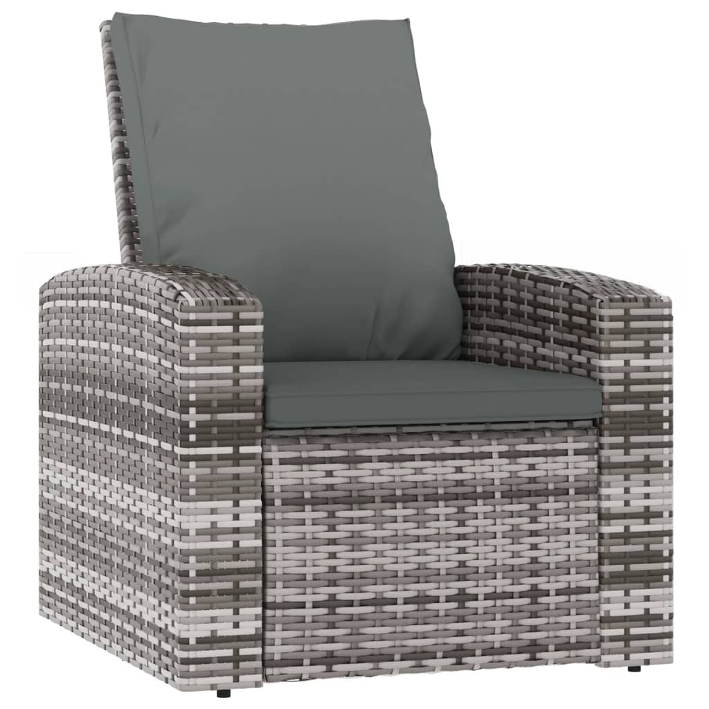 Fauteuil de jardin inclinable avec coussins en rotin synthétique gris ...