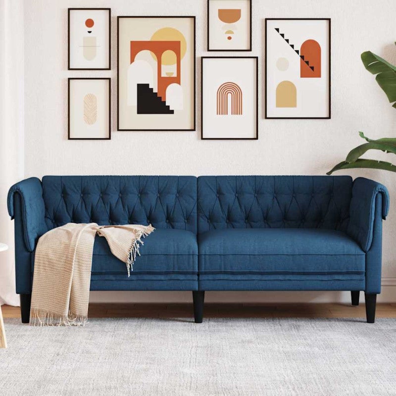 Divano Chesterfield a 3 Posti Blu in Tessuto vidaXL | Leroy Merlin