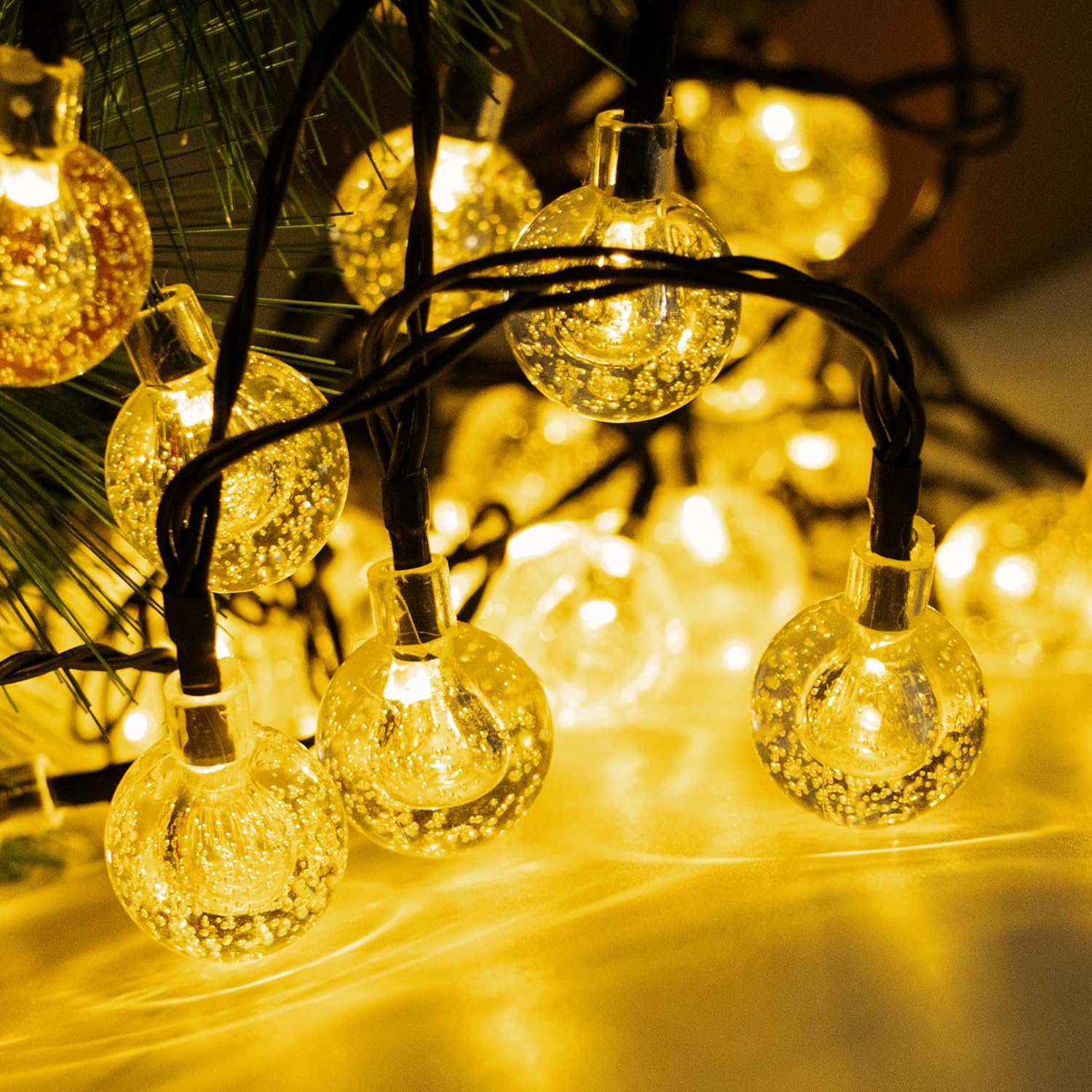 Cadena de luces solares, IP44 resistente al agua, 8 modos, memoria, 7 m ...