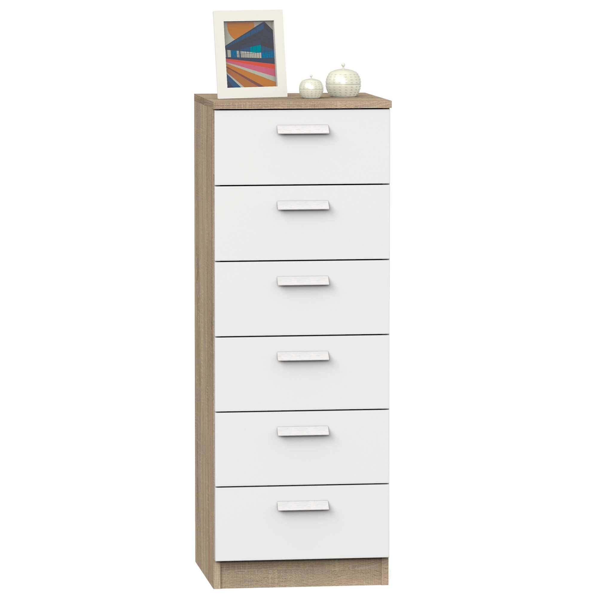 Commode Chambre, Chiffonnier Meuble de Rangement avec 6 Tiroirs ...