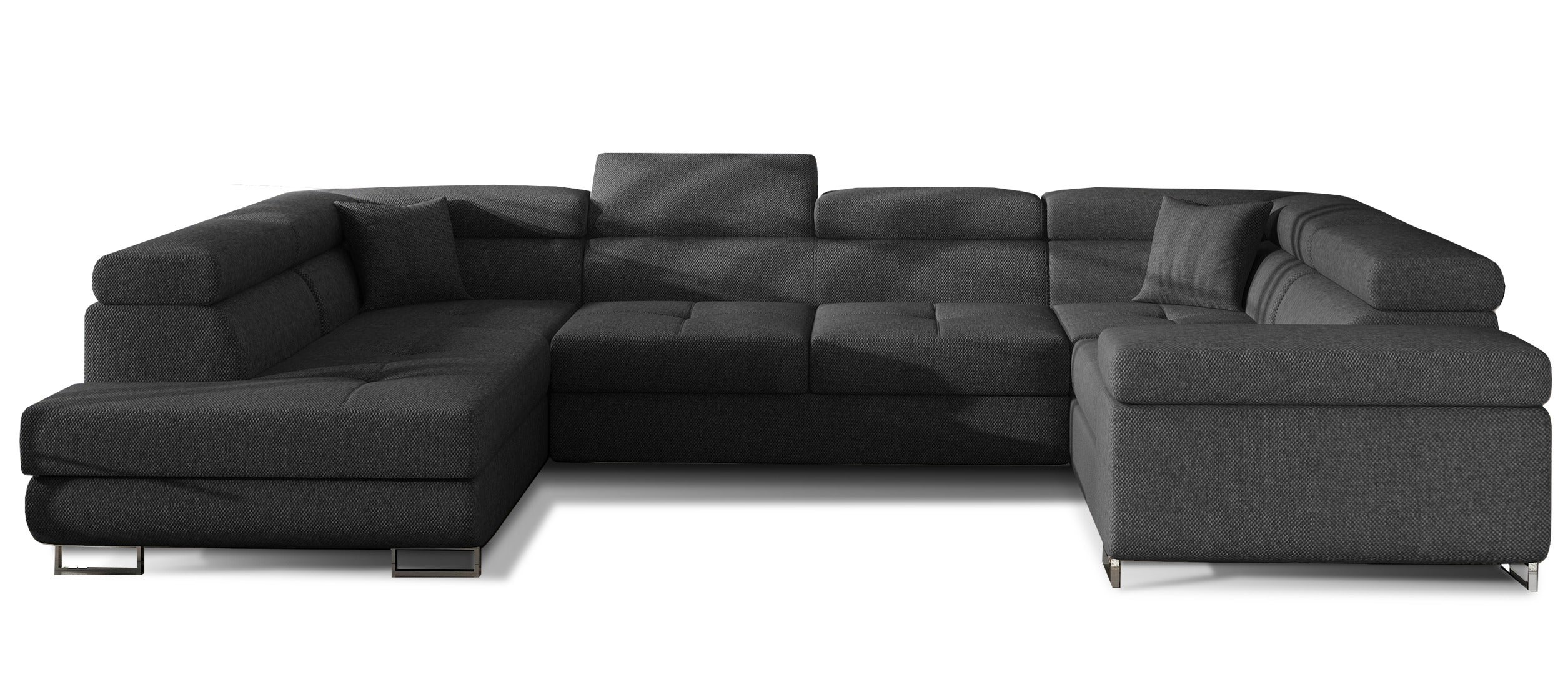 Canapé convertible U gauche tissu gris foncé avec coffre de rangement ...