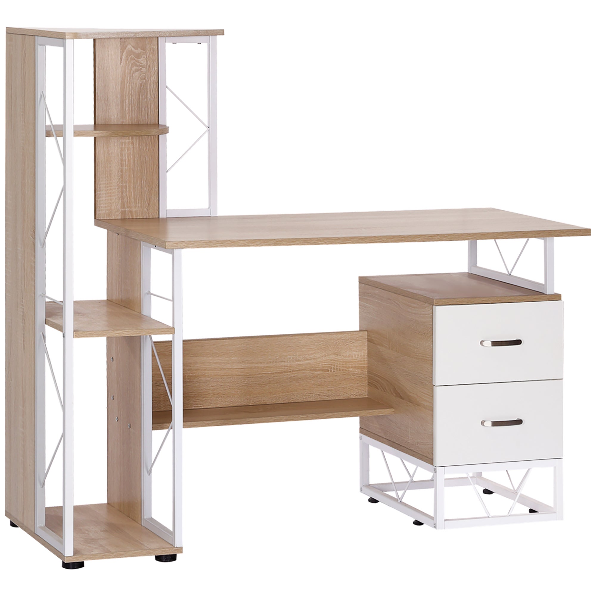 Bureau PC au design moderne avec étagère 133x55x123cm | Leroy Merlin