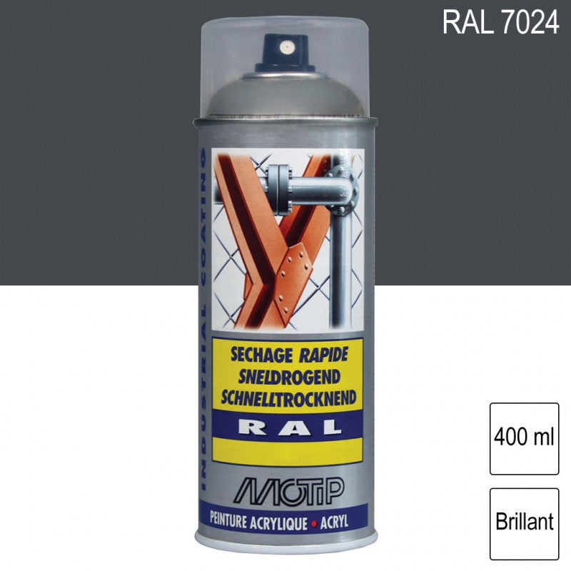 Peinture aérosol RAL 7024 Gris graphite brillant 400ml MOTIP | Leroy Merlin