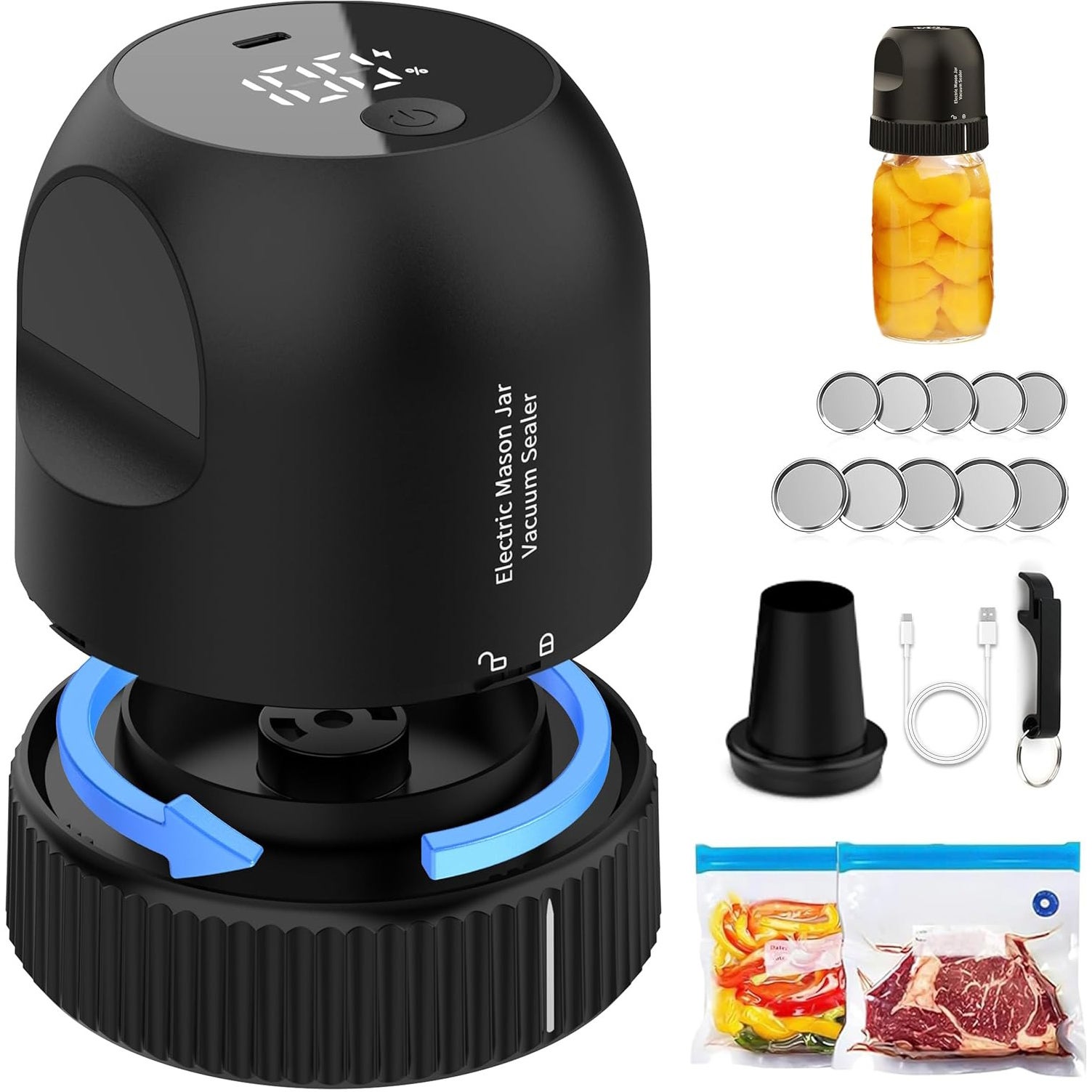 Machine Sous Vide pour Bocaux Mason – Noir – Appareil Rechargeable avec ...