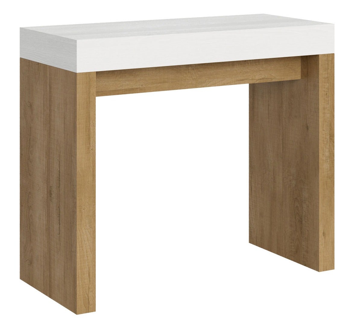 Consola extensible blanca y madera clara 40 a 196 cm Ribo-Base y ...