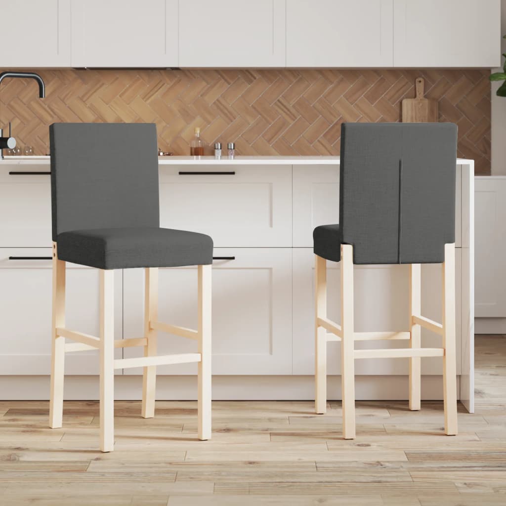 Chaises De Bar Lot De 2 Bois Massif Dhévéa Et Tissu Leroy Merlin