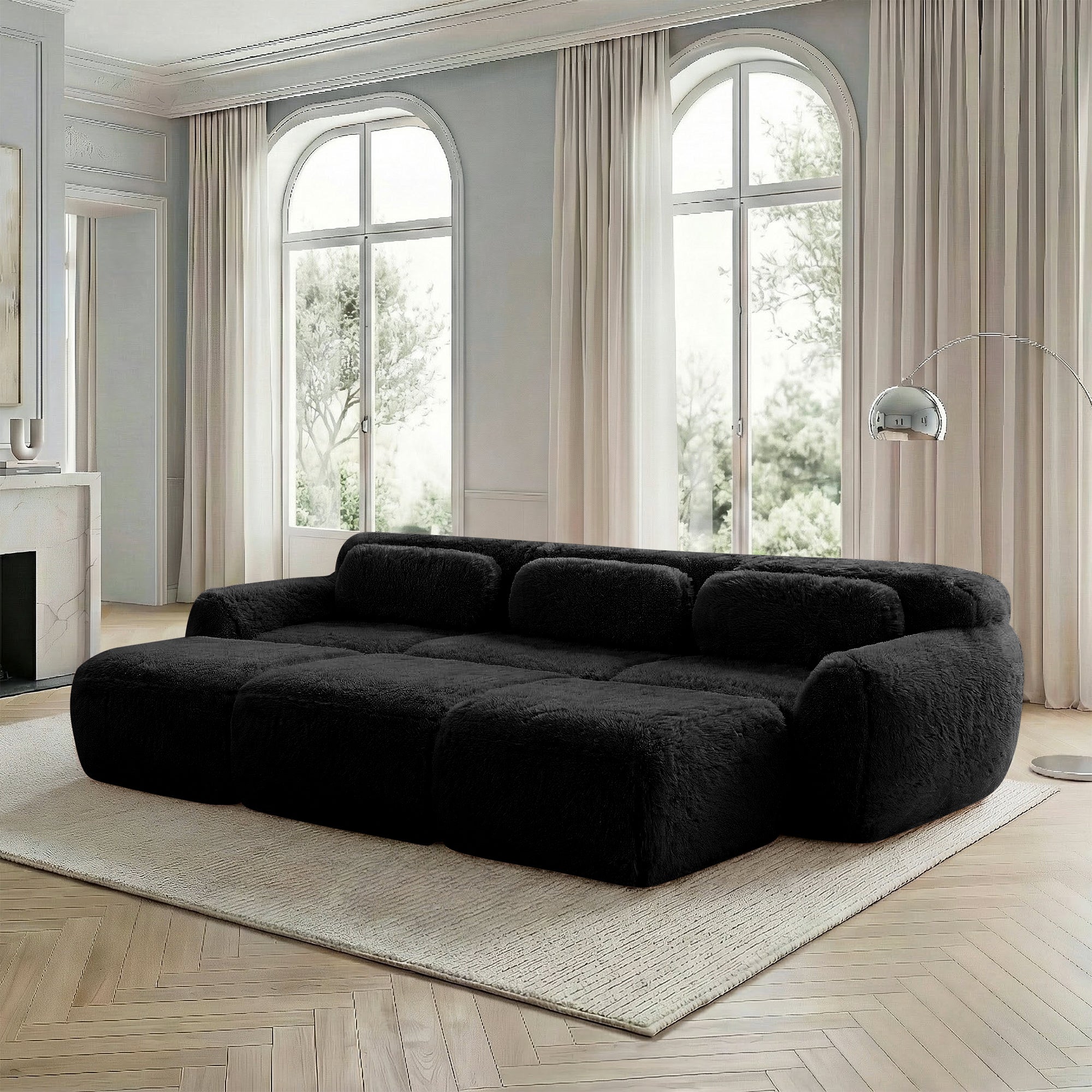 Canapé Cloud sans structure 3 places, sofa modulable avec 3 poufs ...