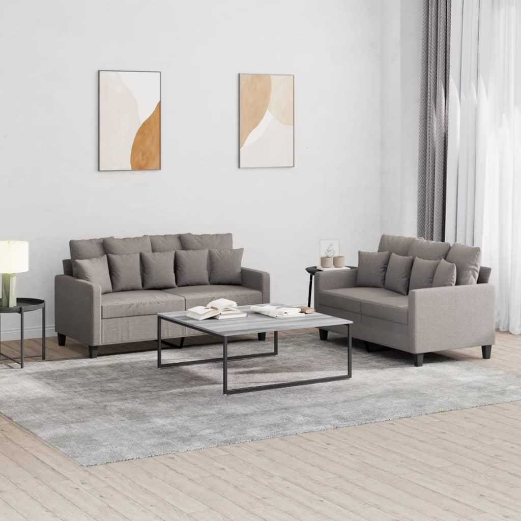Ensemble de canapés 2 pcs，Sofa pour Salon，Banquette avec coussins Taupe ...