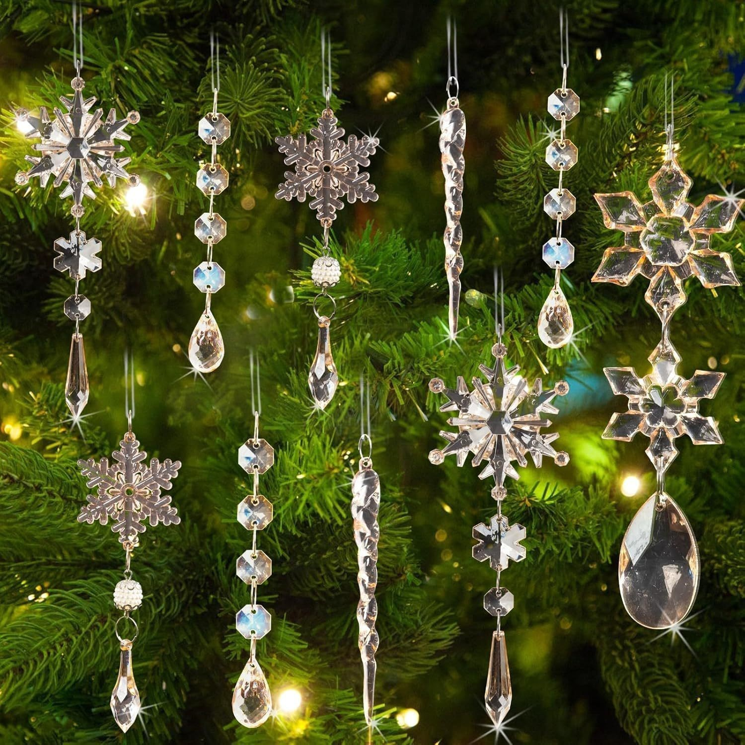 Juego de 18 adornos navideños de cristal, adornos para árbol de Navidad ...