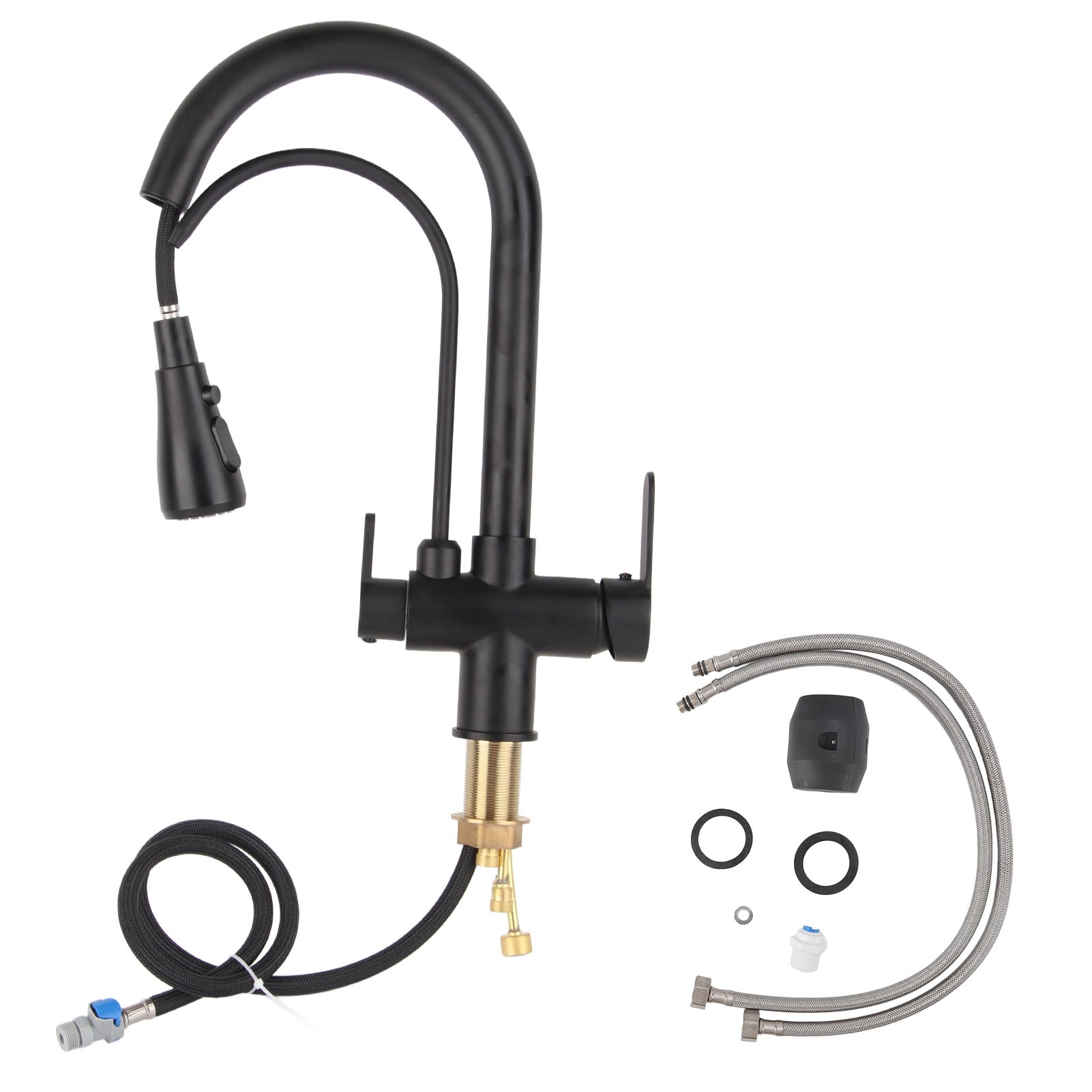 Hot and Cold Water Mixer Tap Stainless Steel Swiveling Pull Down ...