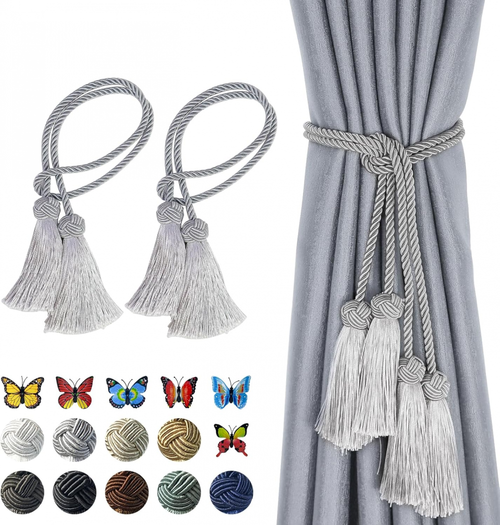 Lot de 2 embrasses de rideaux à pompons, cordelettes décoratives faites ...