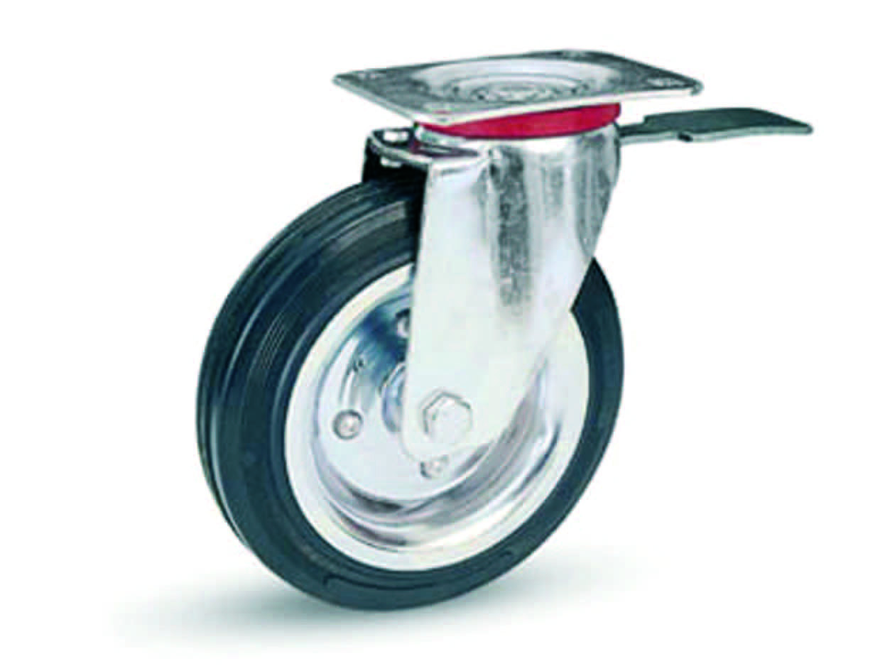 ROUE DE FOURCHE PIVOTANTE + BUTÉE 80BIS AVO A/ZINCR/CAOUTCHOUC NOIR D ...