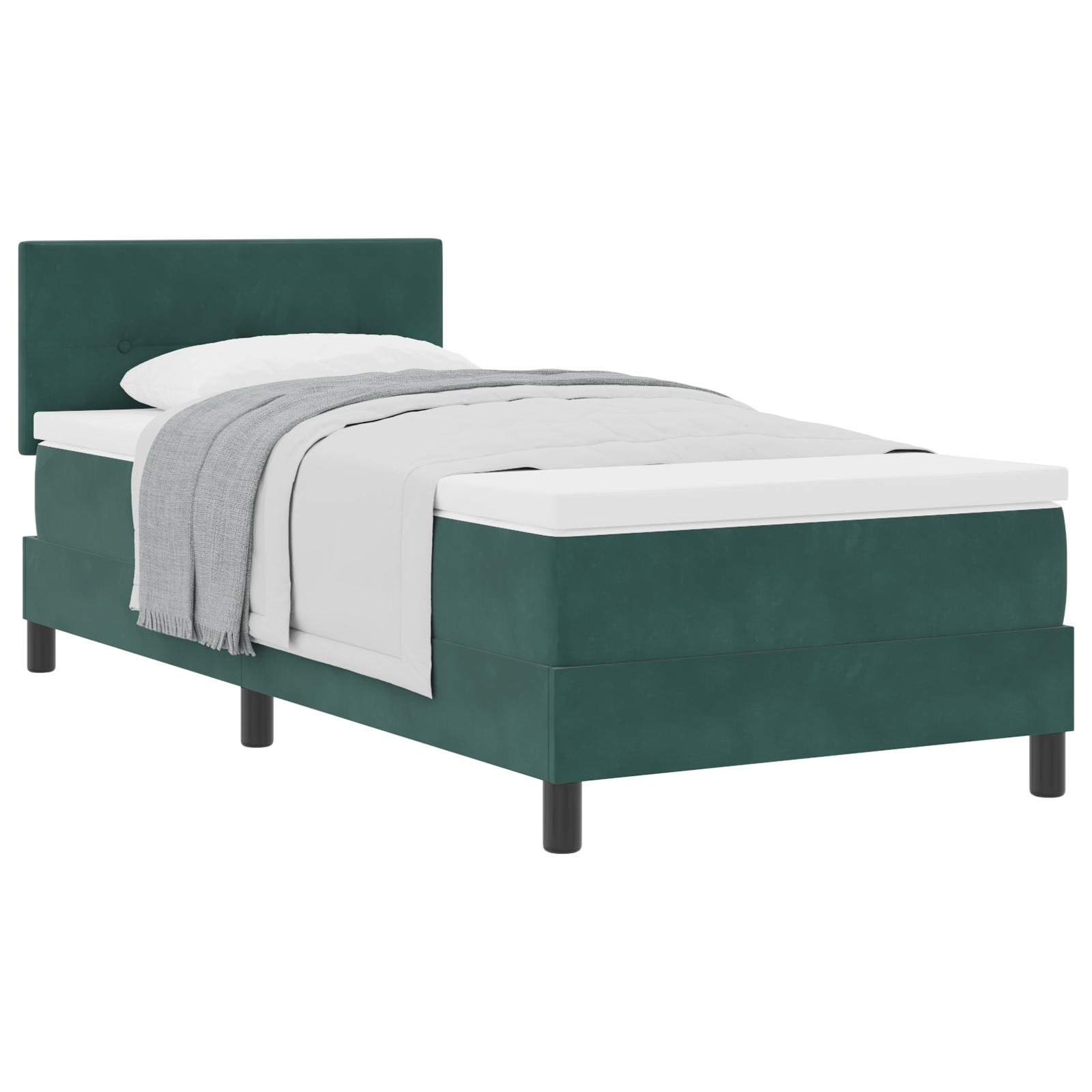 Lit simple | Lit adulte | Lit Box Spring avec matelas Vert foncé 90x200 ...