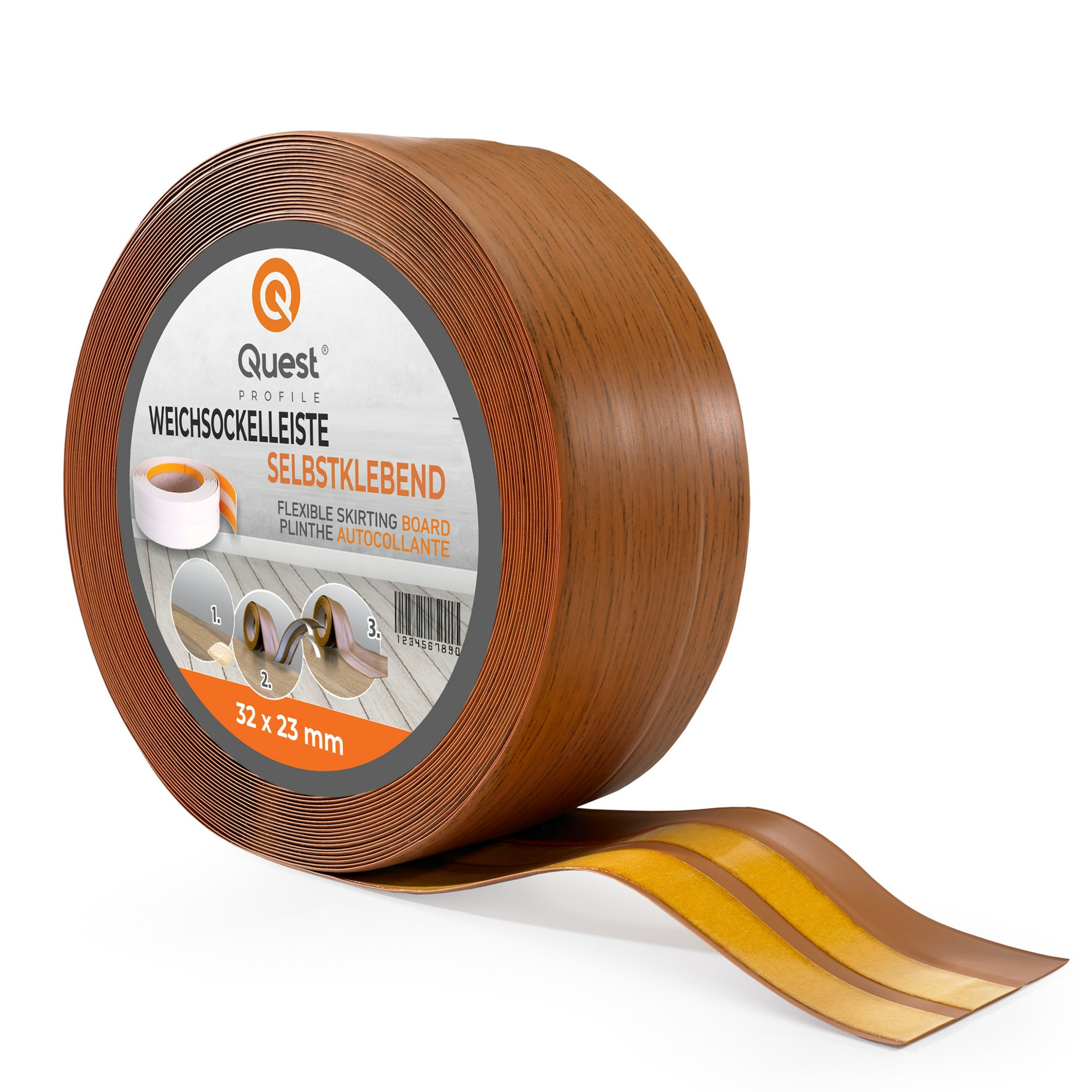 QUEST Rodapié PVC 32x23mm, 15m, autoadhesivo, rodapiés blando, zócalo ...
