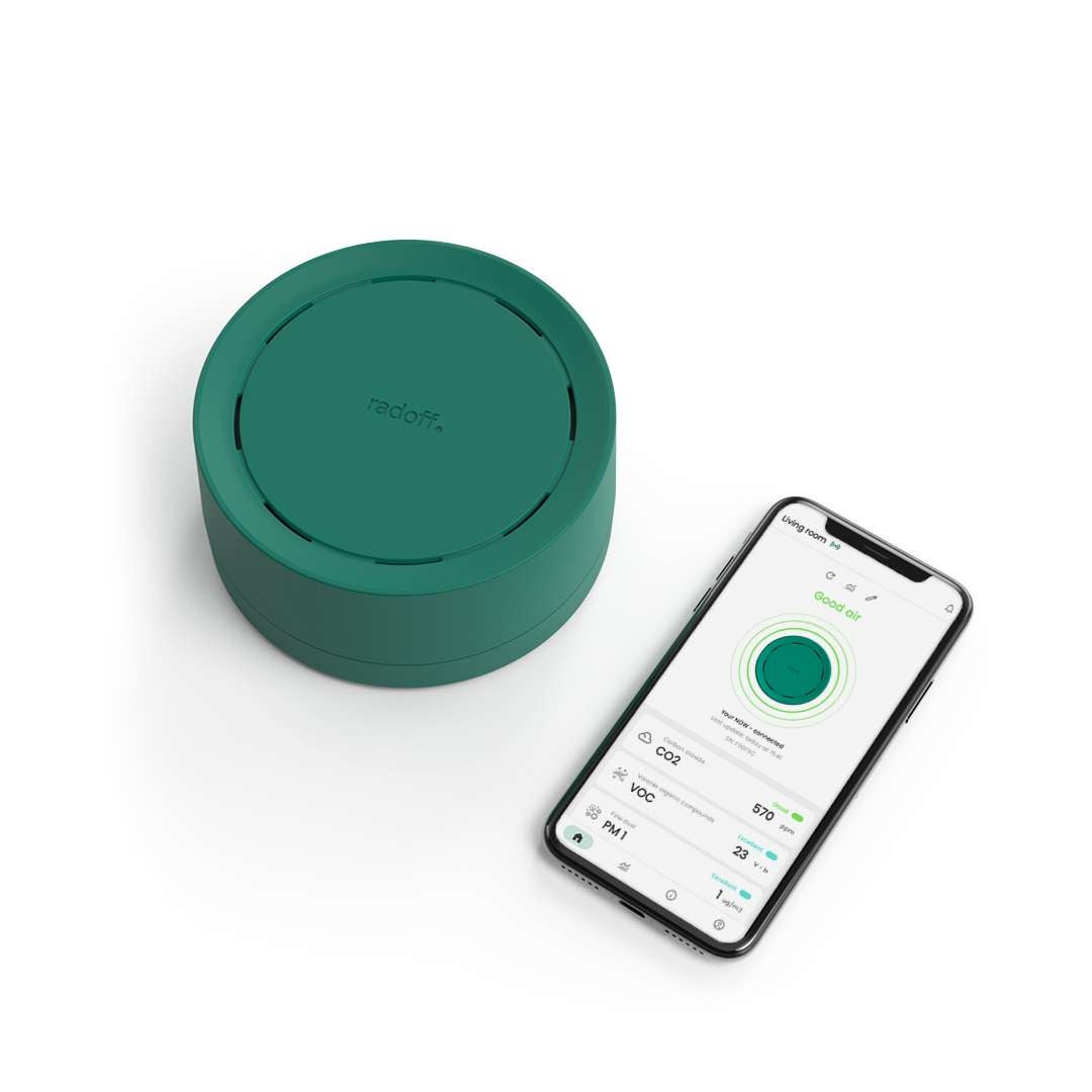 Radoff Now - Monitoraggio Qualità Aria Indoor, Rilevatore CO2, VOC, PM, Temperatura, Umidità e ...