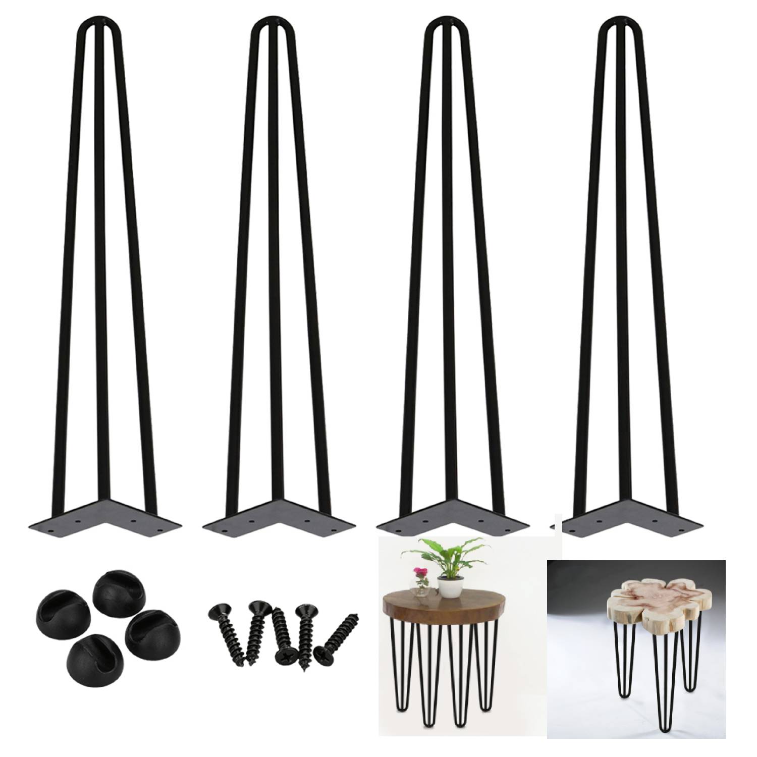 Set 4 Pied Epingle en Métal,3 stands Pied de Table 30cm Jambes en métal ...