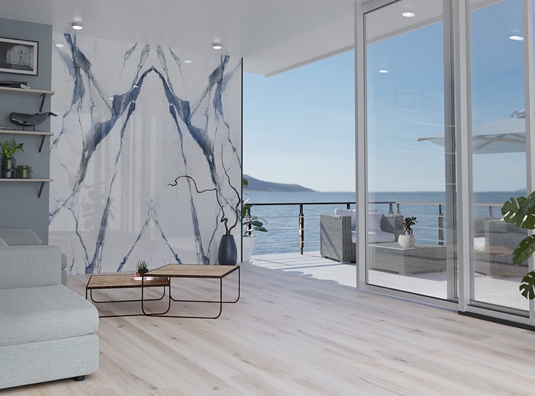 Marbre brillant bleu et blanc - Carrelages 120x270 cm 6 mm - ECO 1000 ...