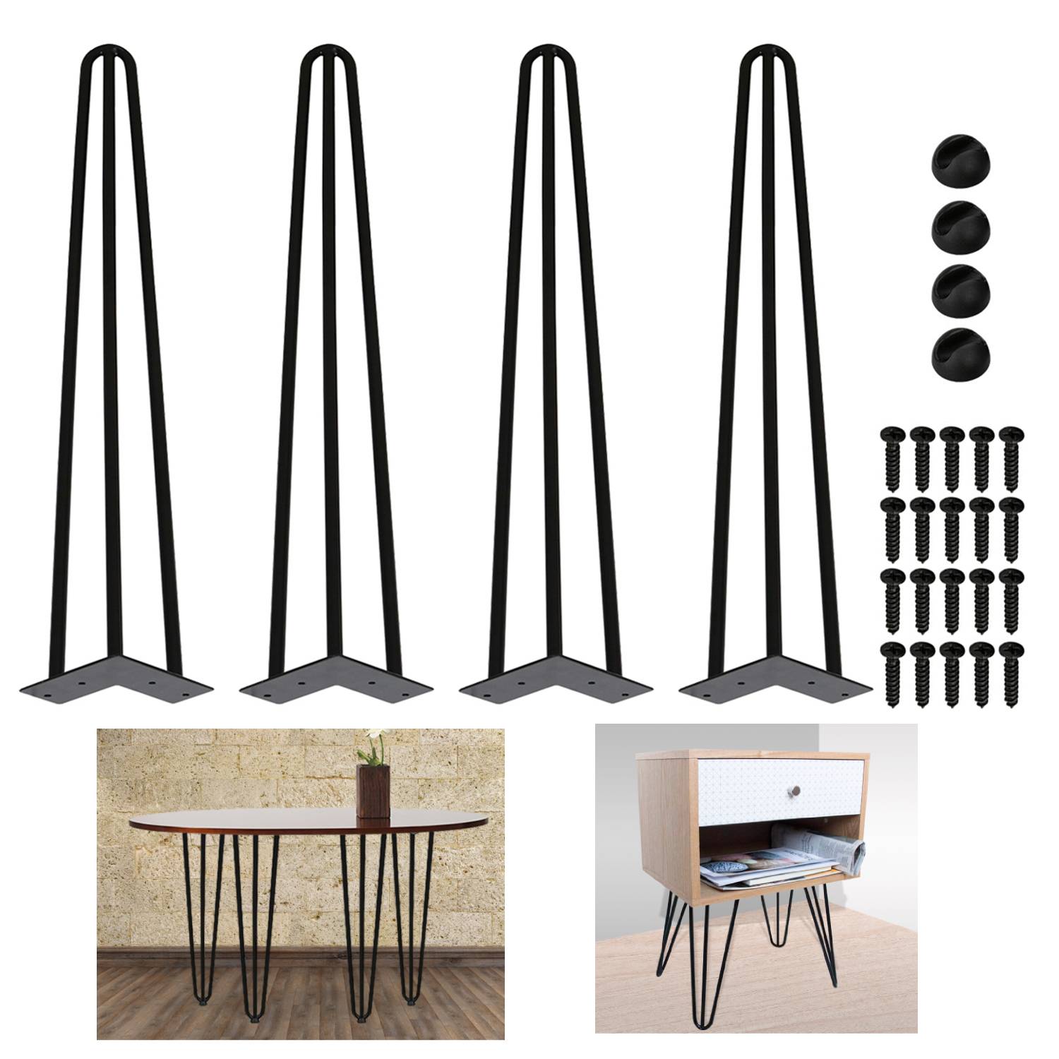 Set 4 Pied Epingle en Métal,3 stands Pied de Table 40cm Jambes en métal ...