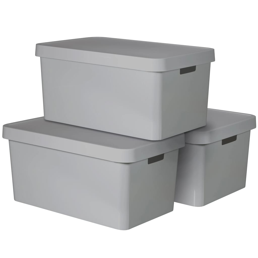 421851 Curver "Infinity" Storage Box with Lid 3 pcs 45 L Grey 240659 ...