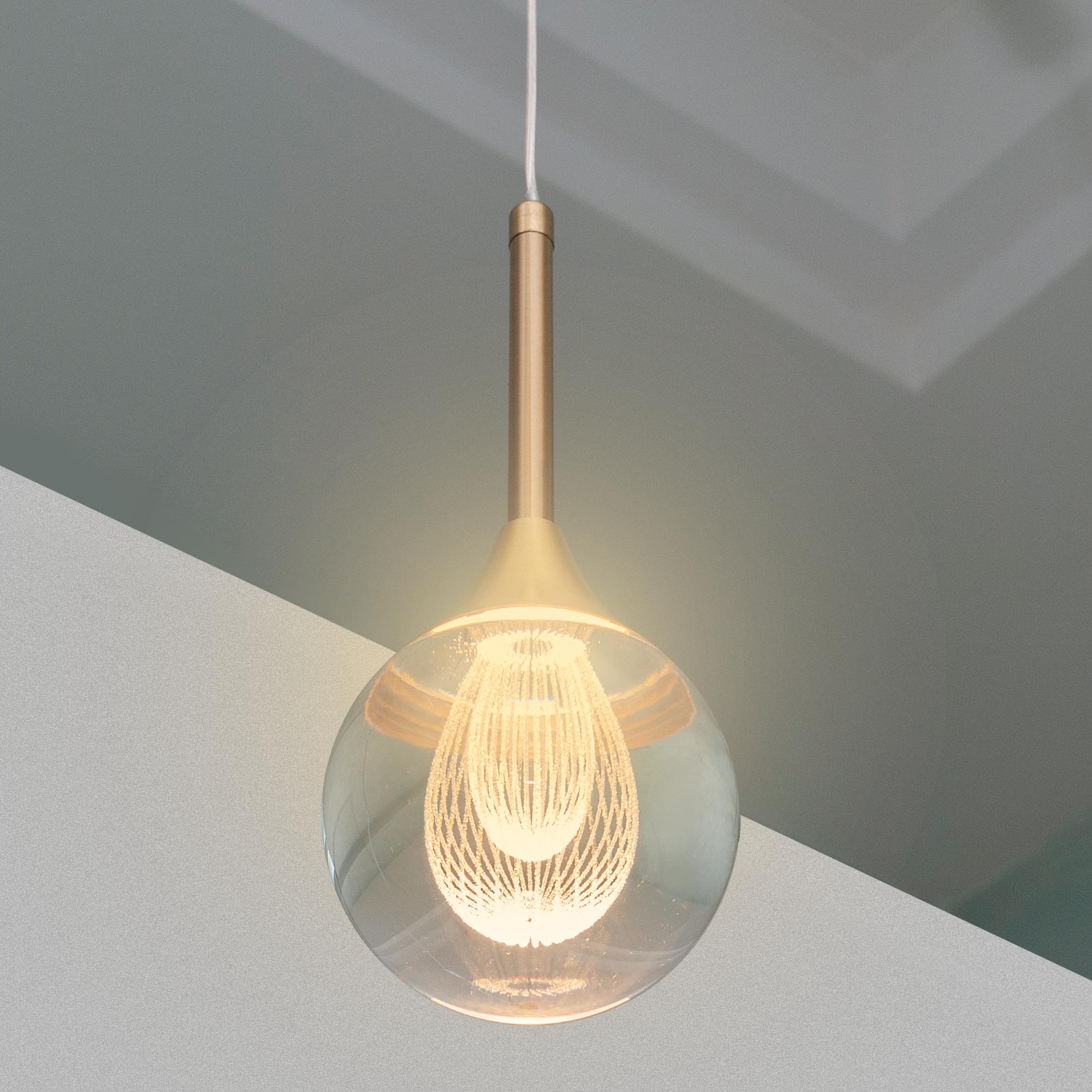 Lampadario moderno Led 5W sfera globo lampada dorata sospensione ...