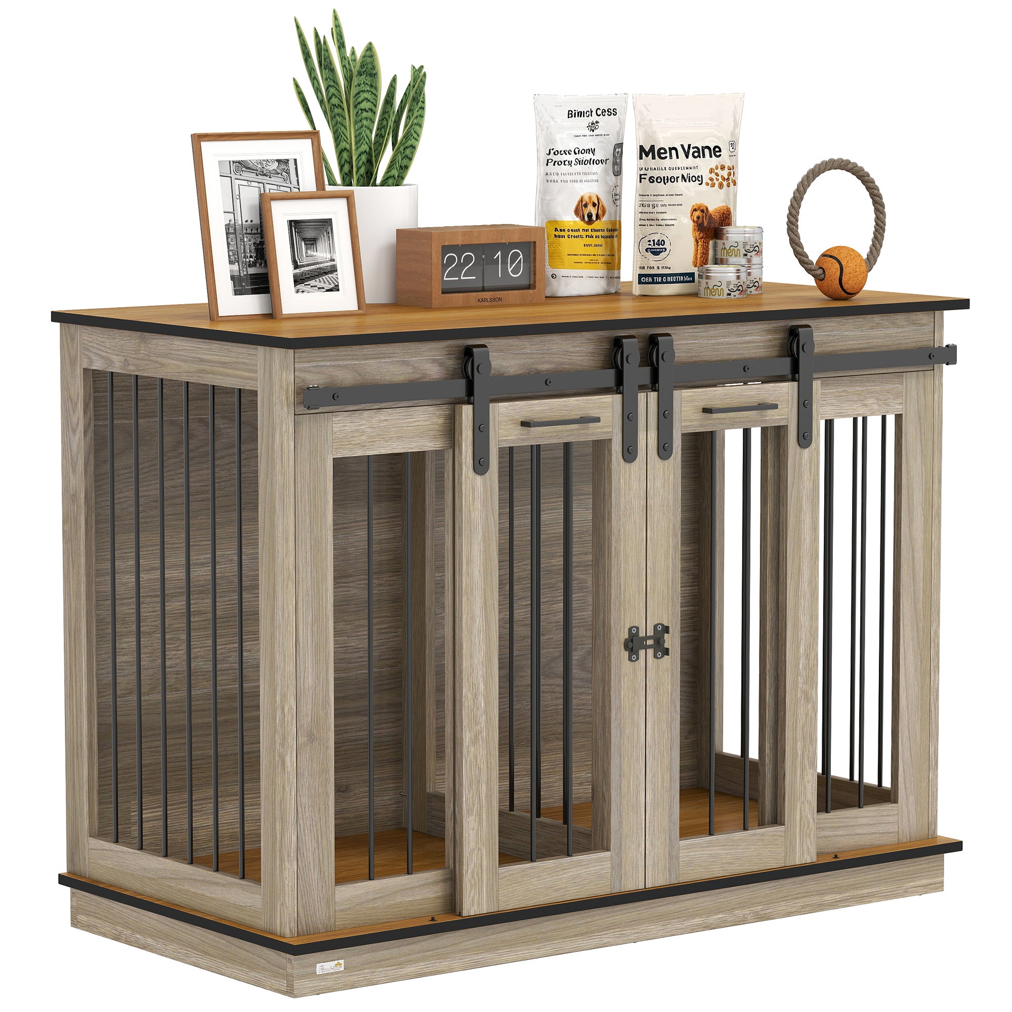 Cage pour chien, marron, avec portes, espace sécurisé, maison et ...