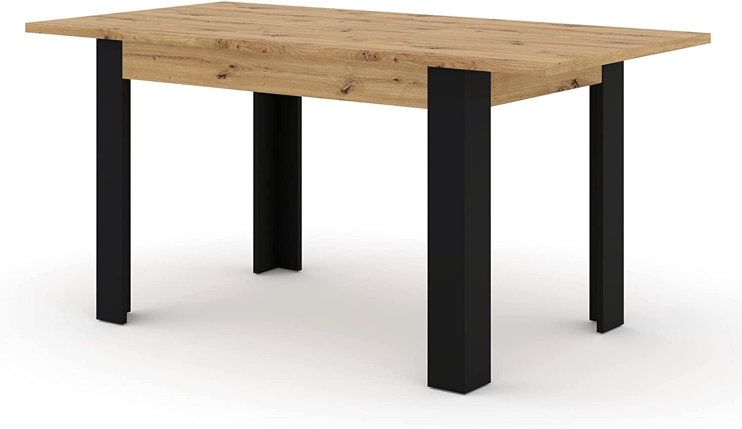 Table à manger avec rallonge Nuka H en chêne - Longueur: 120 cm - 160 ...