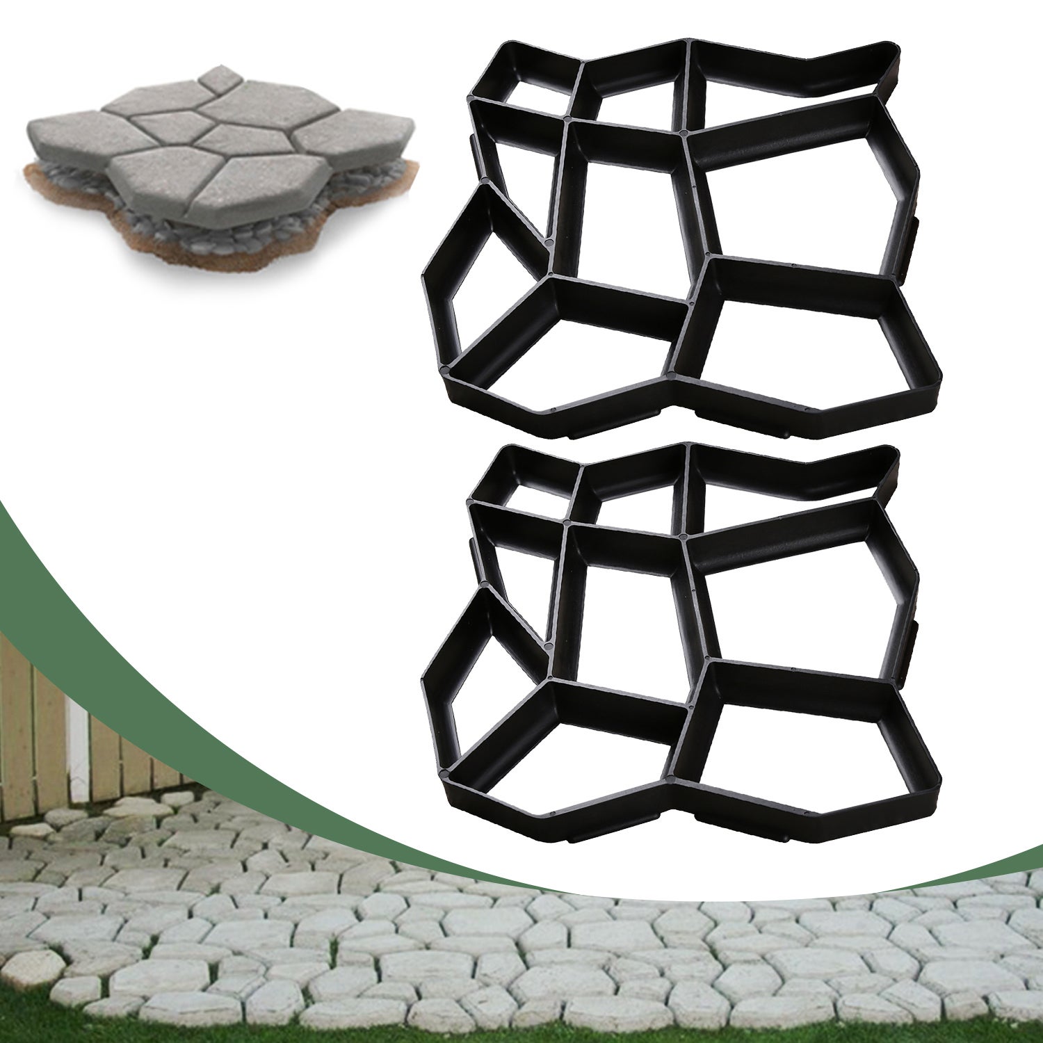 Moule à pavé à grille noir pour l'extérieur 1 jeu de 2 moules à béton ...