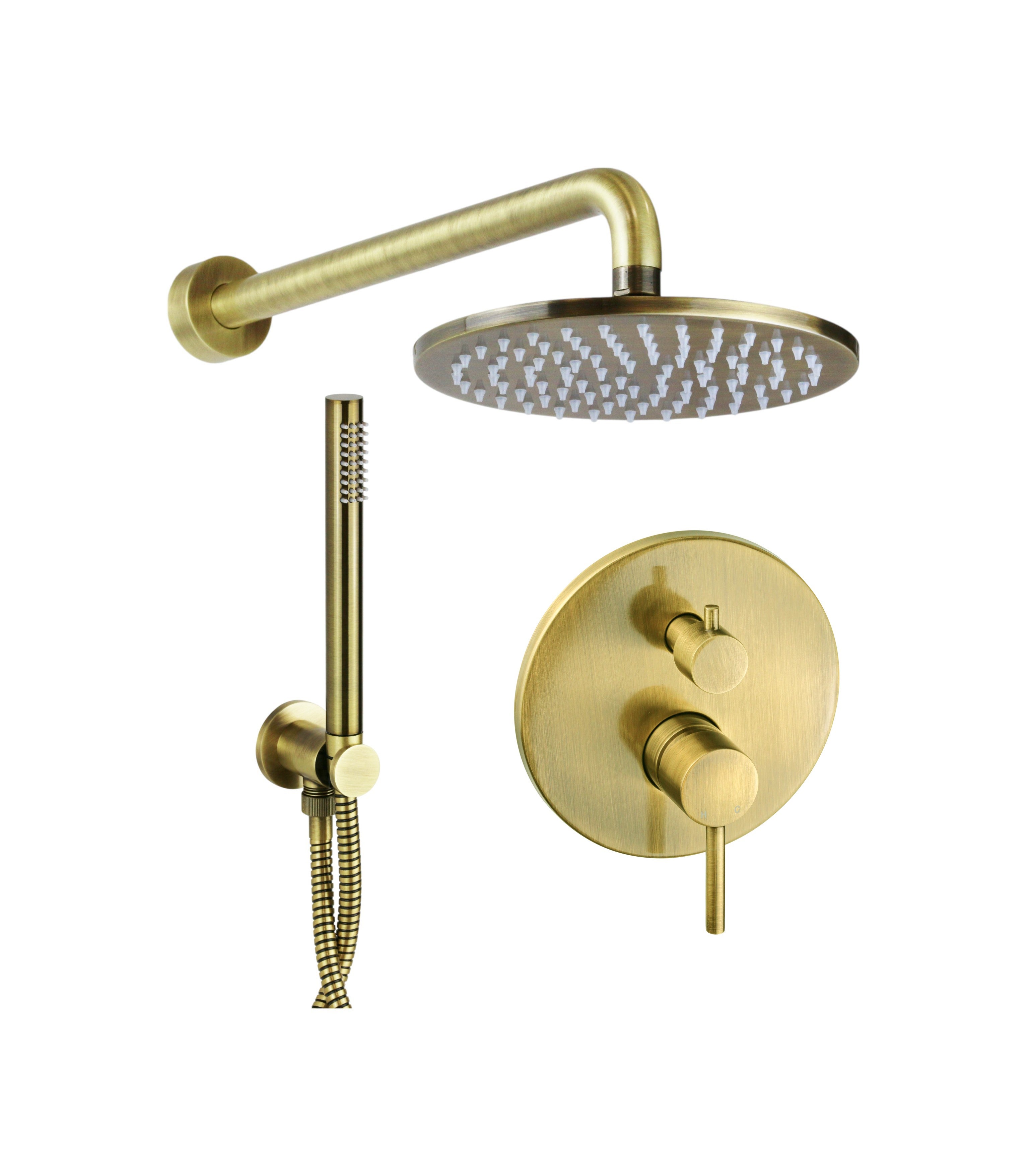 Kit doccia completo in colore bronzo soffione 200 mm Pollini Jessy ...